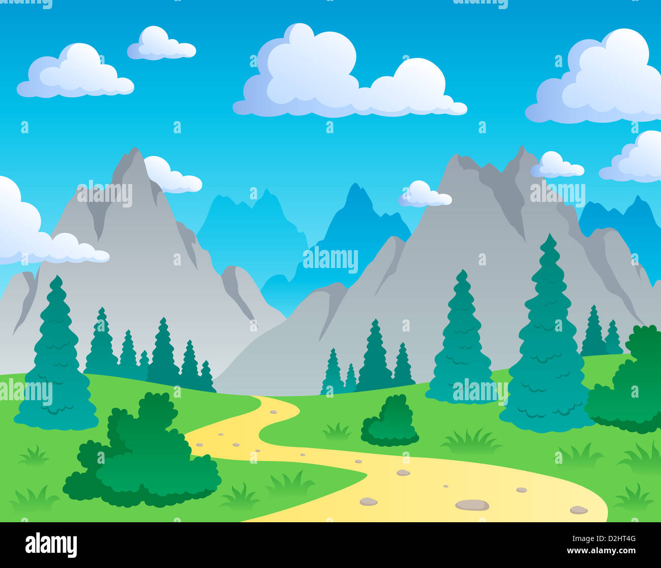 Mountain theme landscape 1 - picture illustration Stock Photo - Alamy