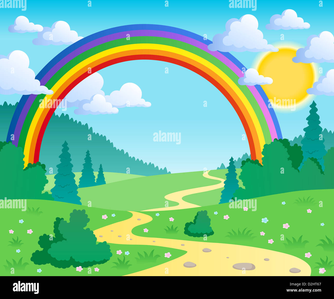 Spring theme landscape 2 - picture illustration Stock Photo - Alamy