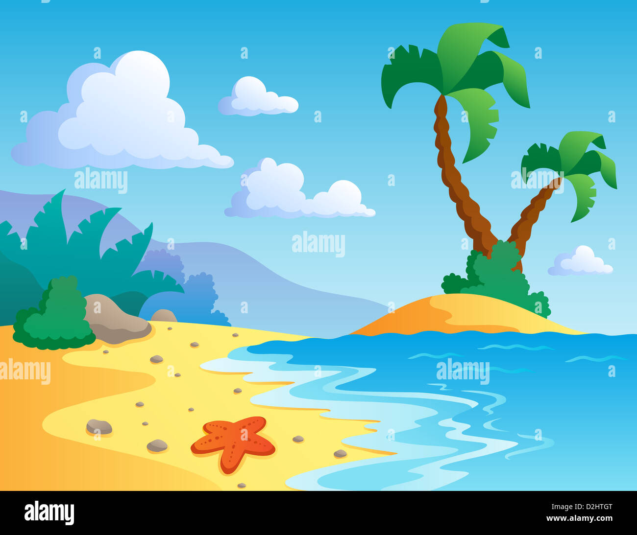 Beach theme scenery 1 - picture illustration Stock Photo - Alamy