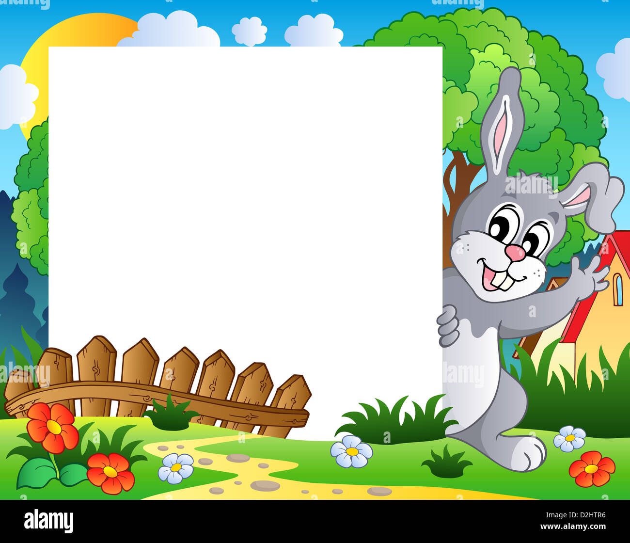 Frame with Easter bunny theme 1 - picture illustration Stock Photo - Alamy