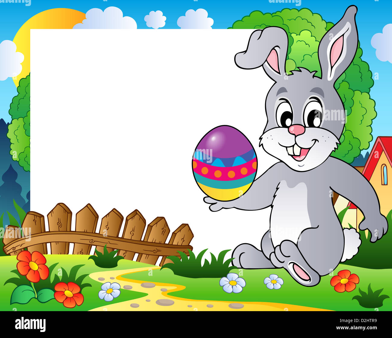 Frame with Easter bunny theme 3 - picture illustration Stock Photo - Alamy