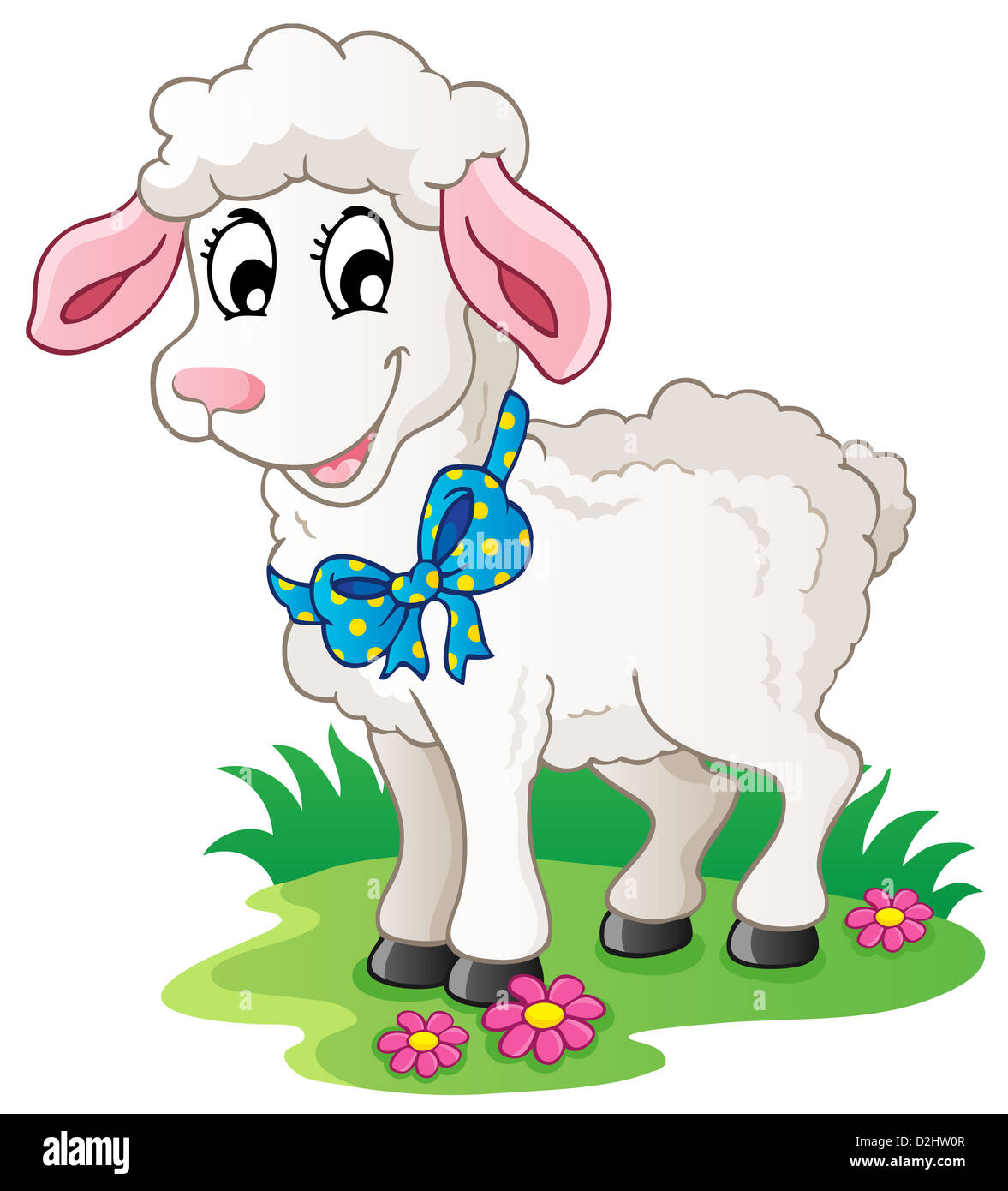 Cute cartoon lamb - picture illustration Stock Photo - Alamy
