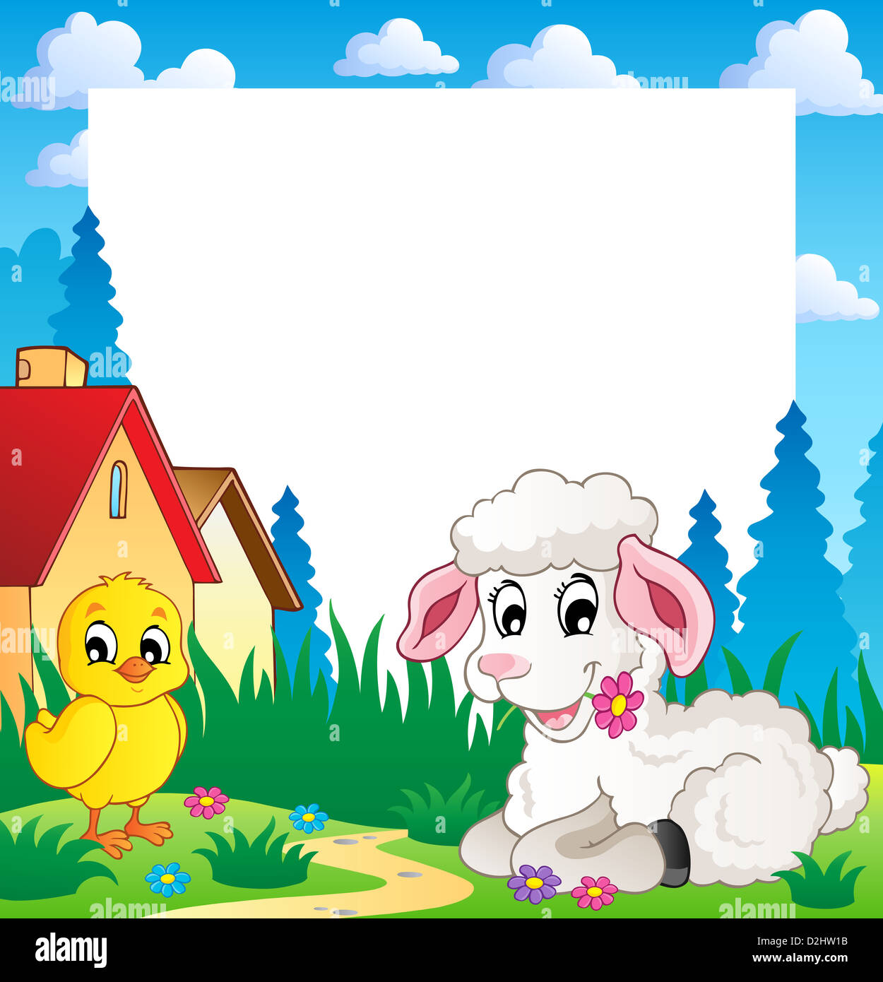 Frame with Easter theme 3 - picture illustration Stock Photo - Alamy