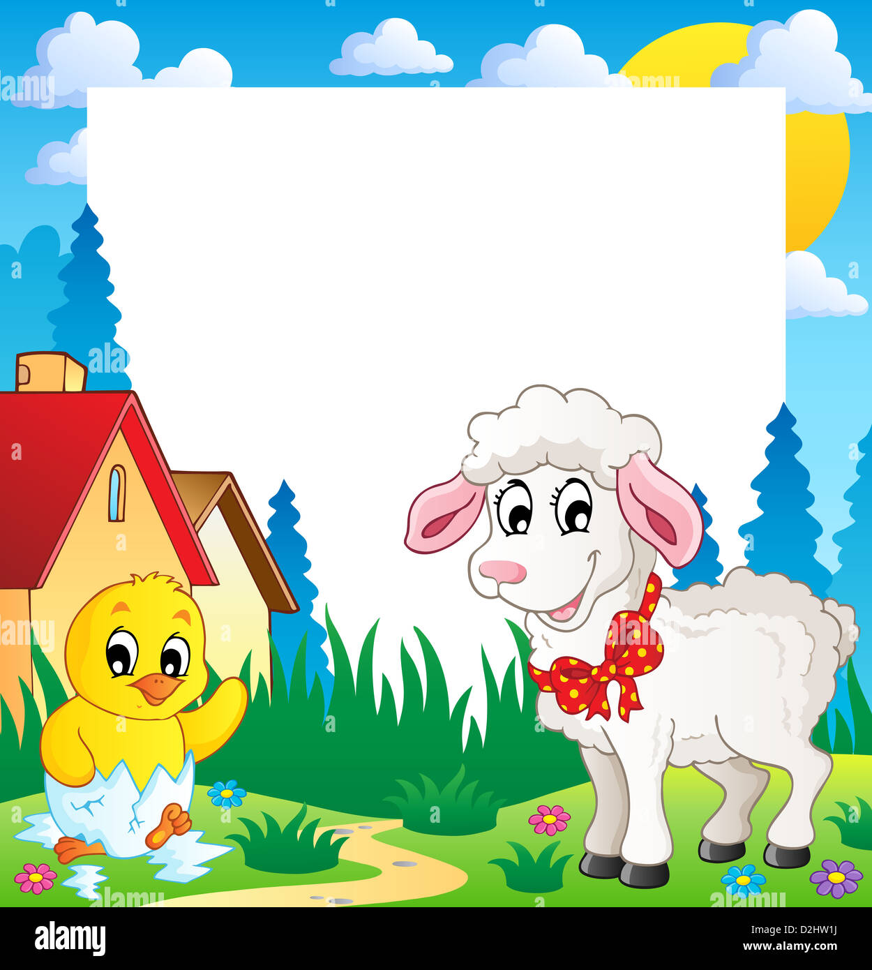 Frame with Easter theme 4 - picture illustration Stock Photo - Alamy