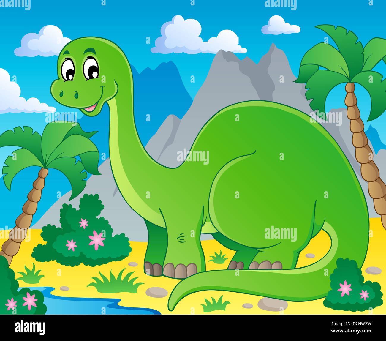 Scene with dinosaur 1 - picture illustration Stock Photo - Alamy