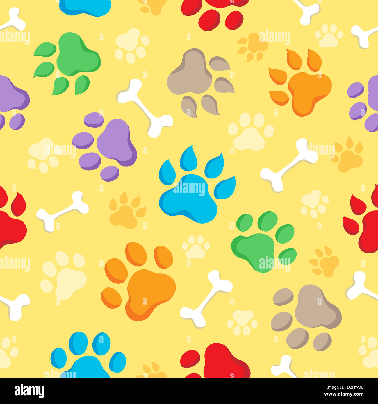 Seamless background with paws 1 - picture illustration Stock Photo - Alamy