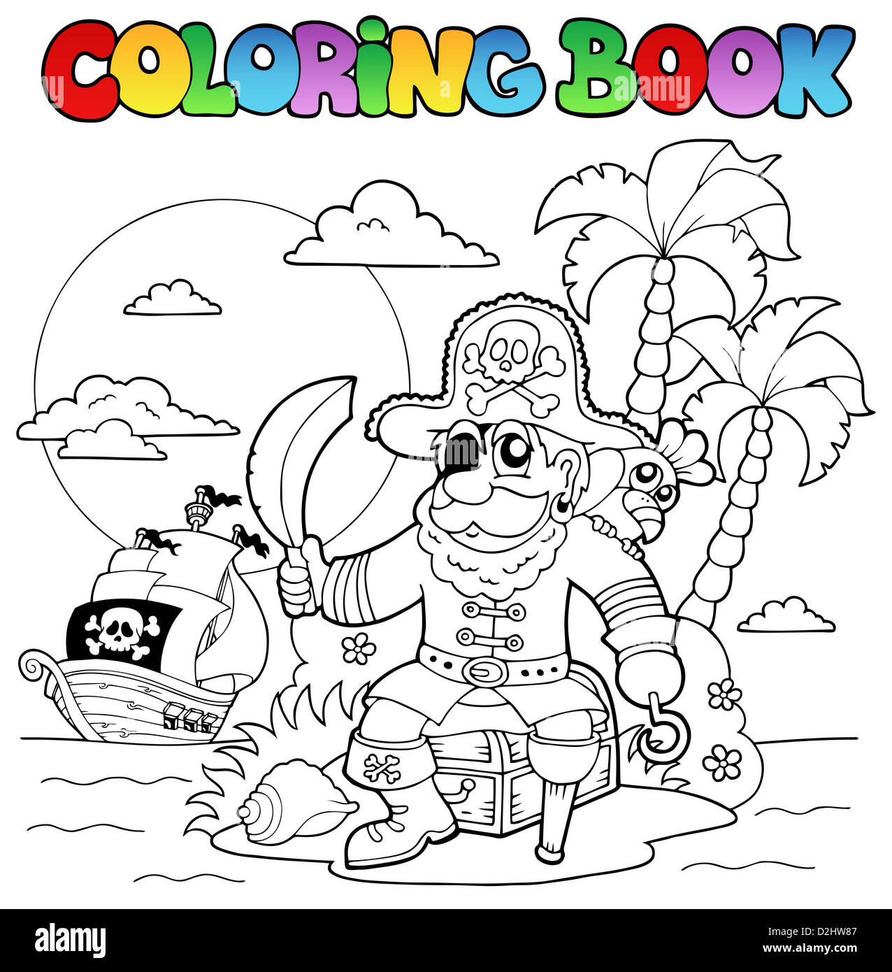 Coloring book with pirate theme 4 - picture illustration Stock Photo ...