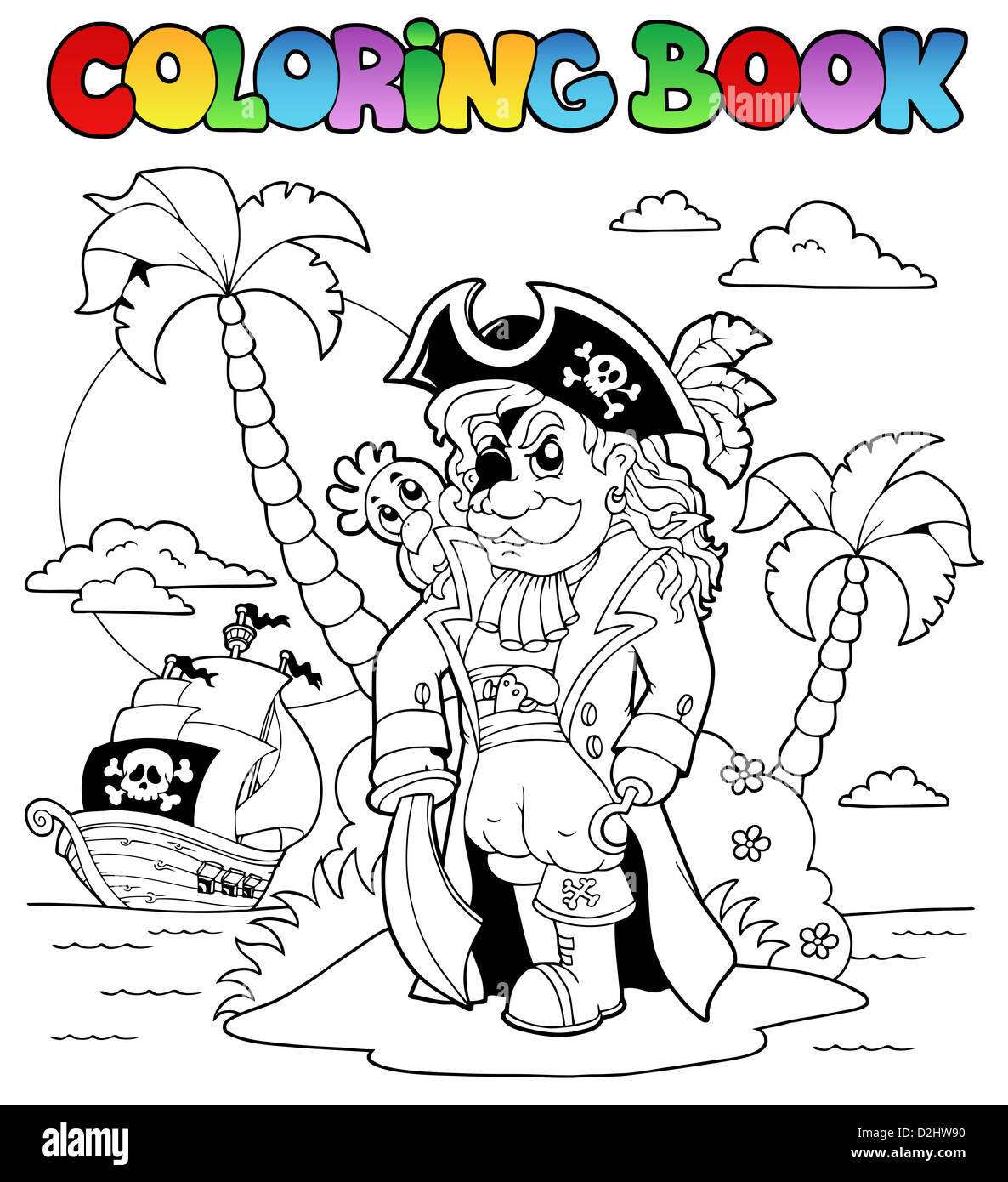 Coloring book with pirate theme 9 - picture illustration Stock Photo ...
