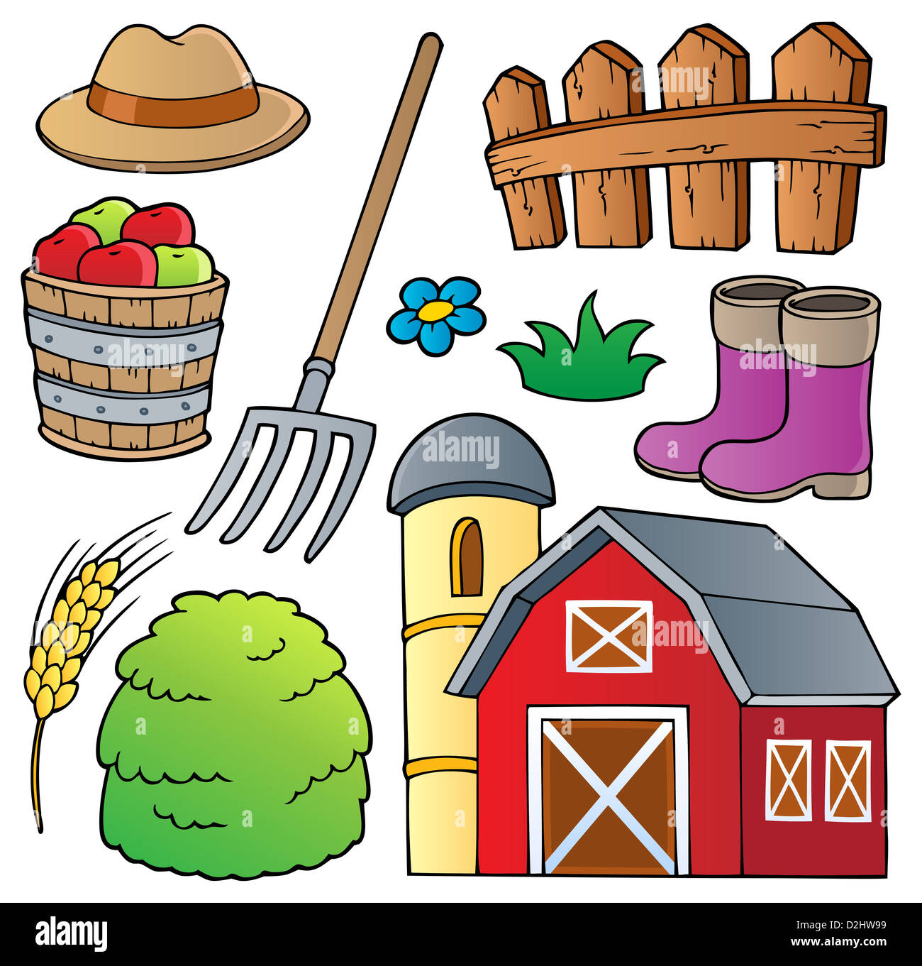 Farm theme collection 1 - picture illustration Stock Photo - Alamy