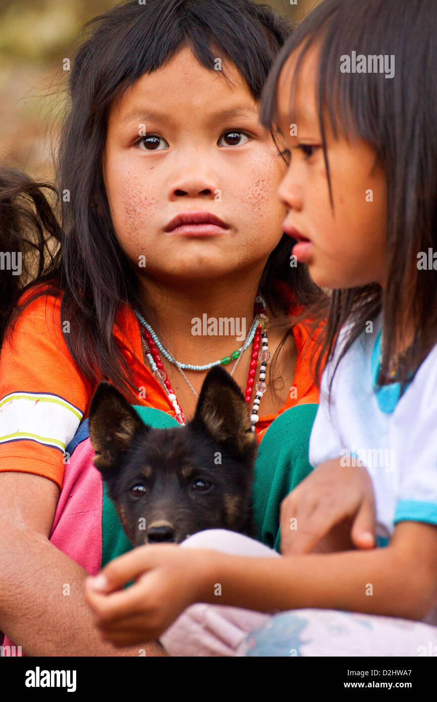 Children and her pup Stock Photo - Alamy
