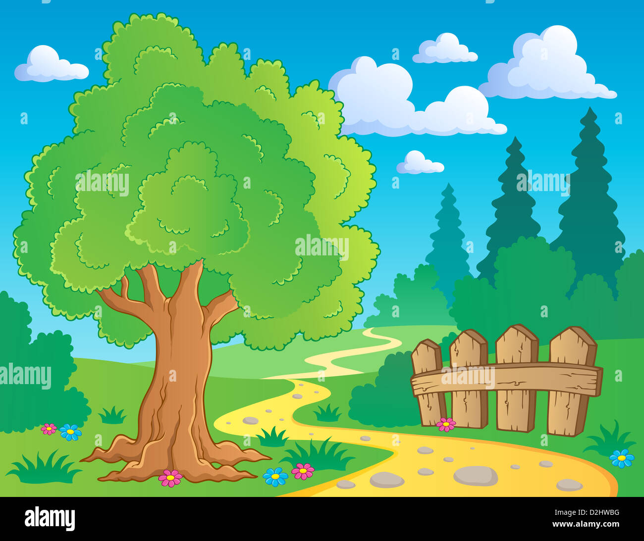 Tree theme image 2 - picture illustration Stock Photo - Alamy