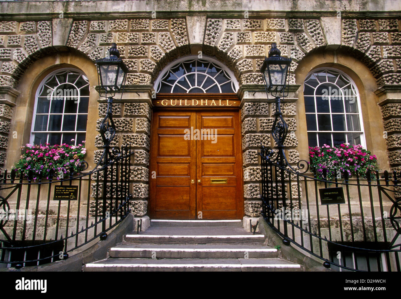 entrance, wooden doors, The Guildhall, Guildhall, Town Hall, High ...