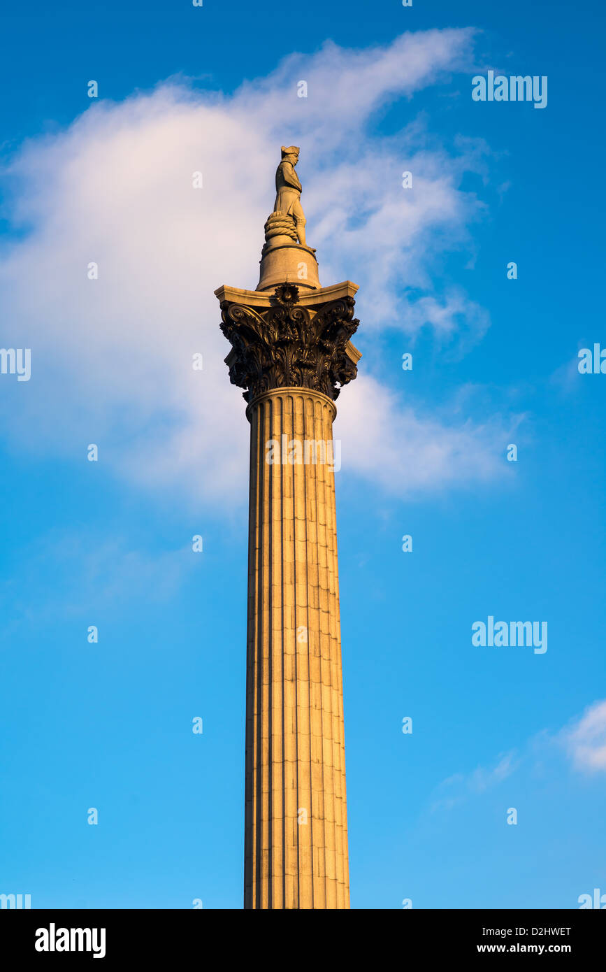 Statue of Admiral Nelson on top of a column at Trafalgar Square, London ...
