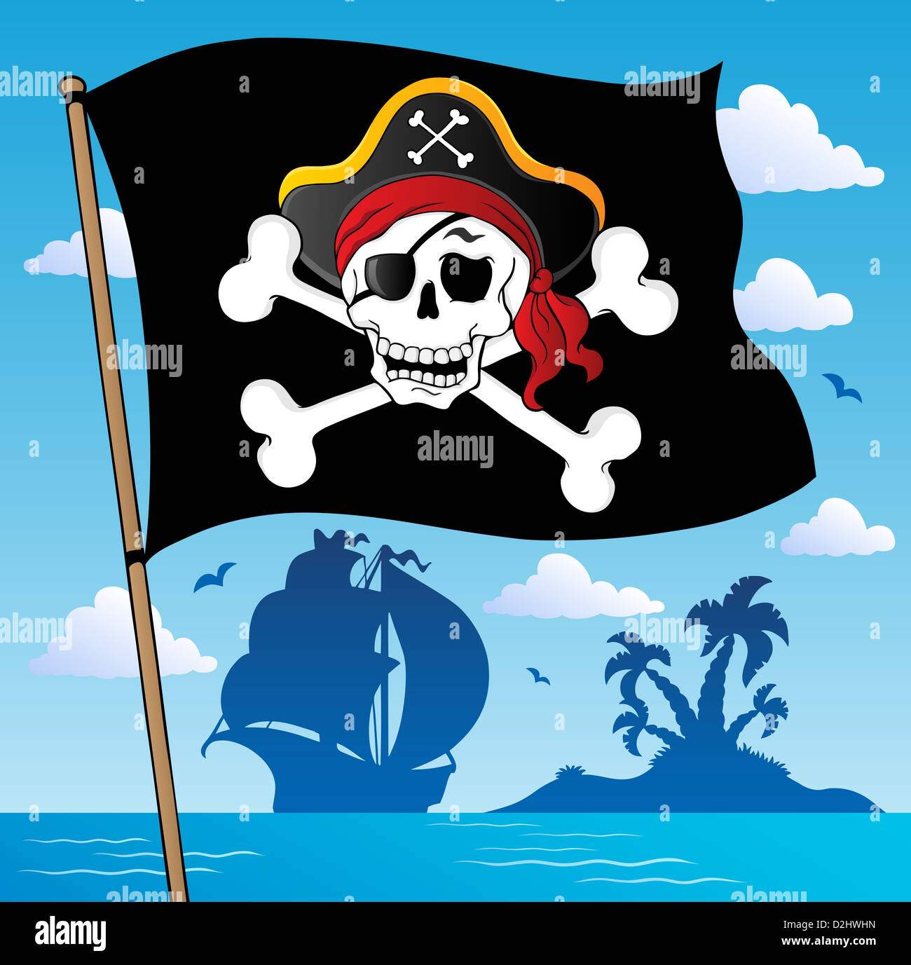 Pirate banner theme 2 - picture illustration Stock Photo - Alamy