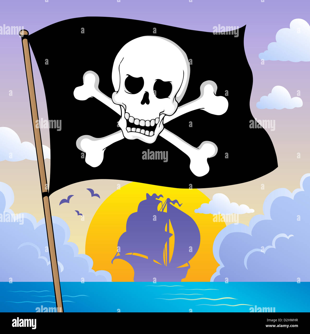 Pirate banner theme 3 - picture illustration Stock Photo - Alamy
