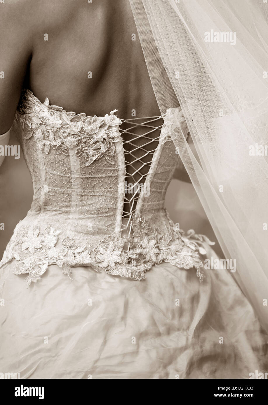 Backside of a beautiful dress of a bride Stock Photo - Alamy