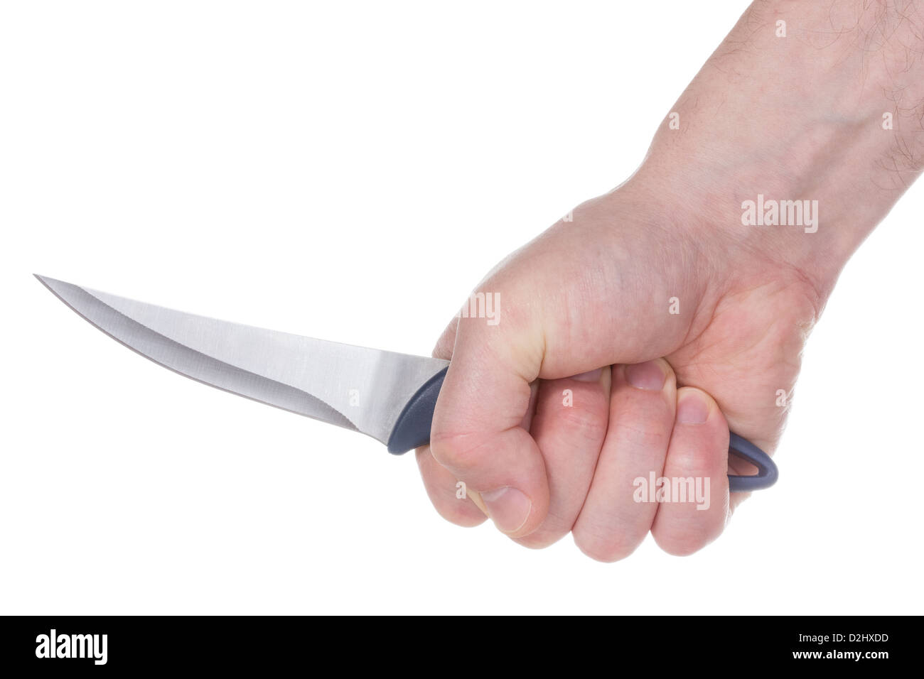 Knife in hand isolated on a white background Stock Photo - Alamy