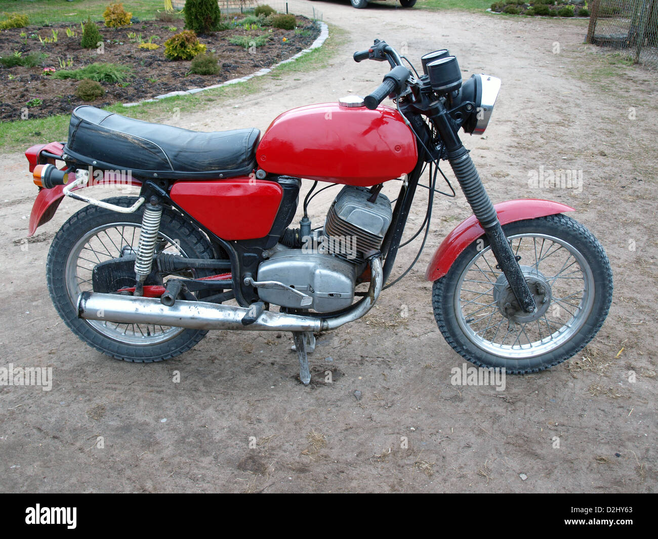 Restored red color czech motorcycle Jawa-350/634 Stock Photo - Alamy