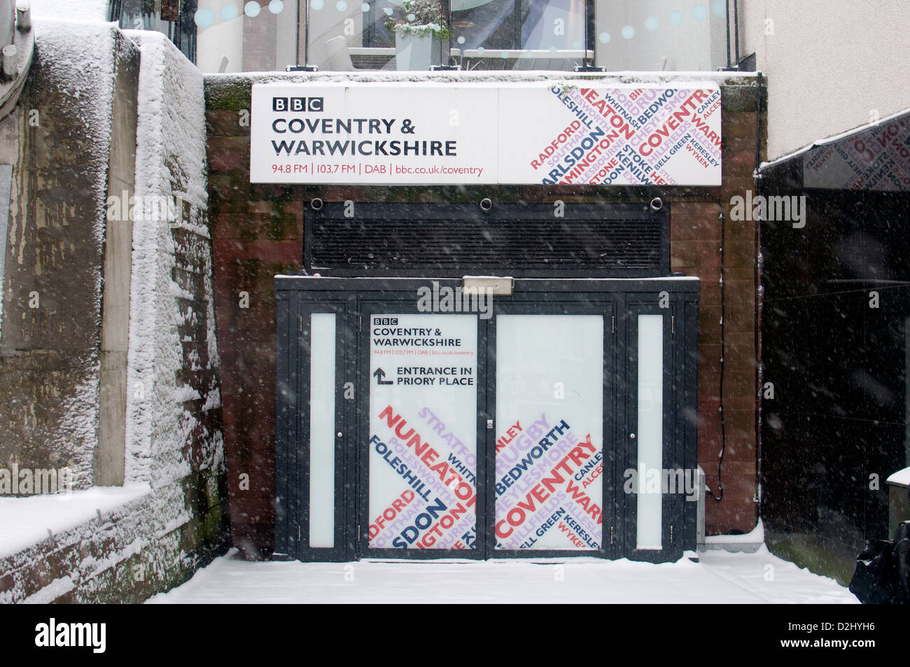 BBC Coventry and Warwickshire headquarters in snowy weather Stock Photo ...
