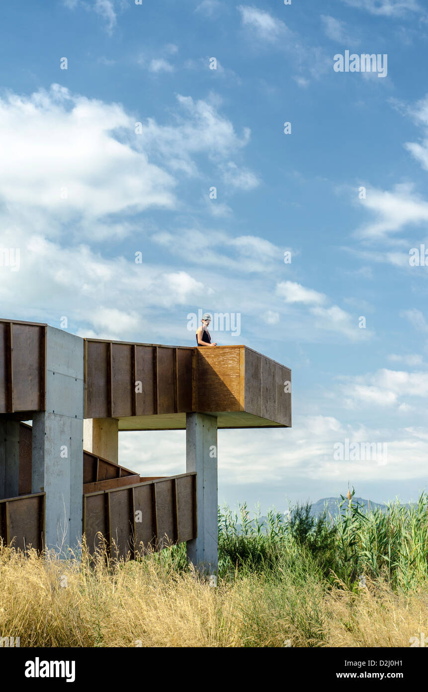 Birdwatching point at Delta del Ebro Nature Park, Tarragona, Catalonia ...