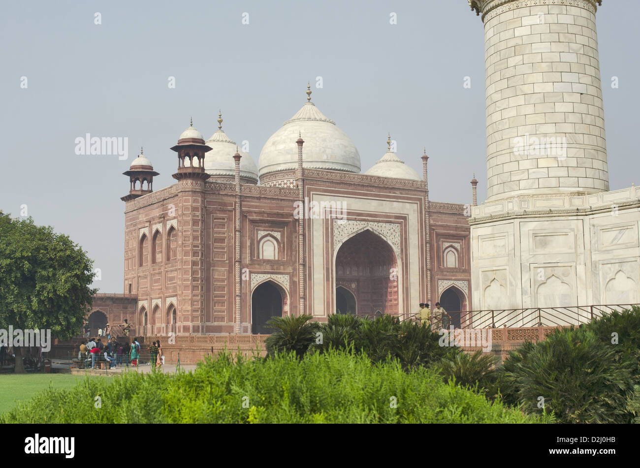 Taj Mahal mosque built in red sandstone and marble. Taj Mahal complex ...
