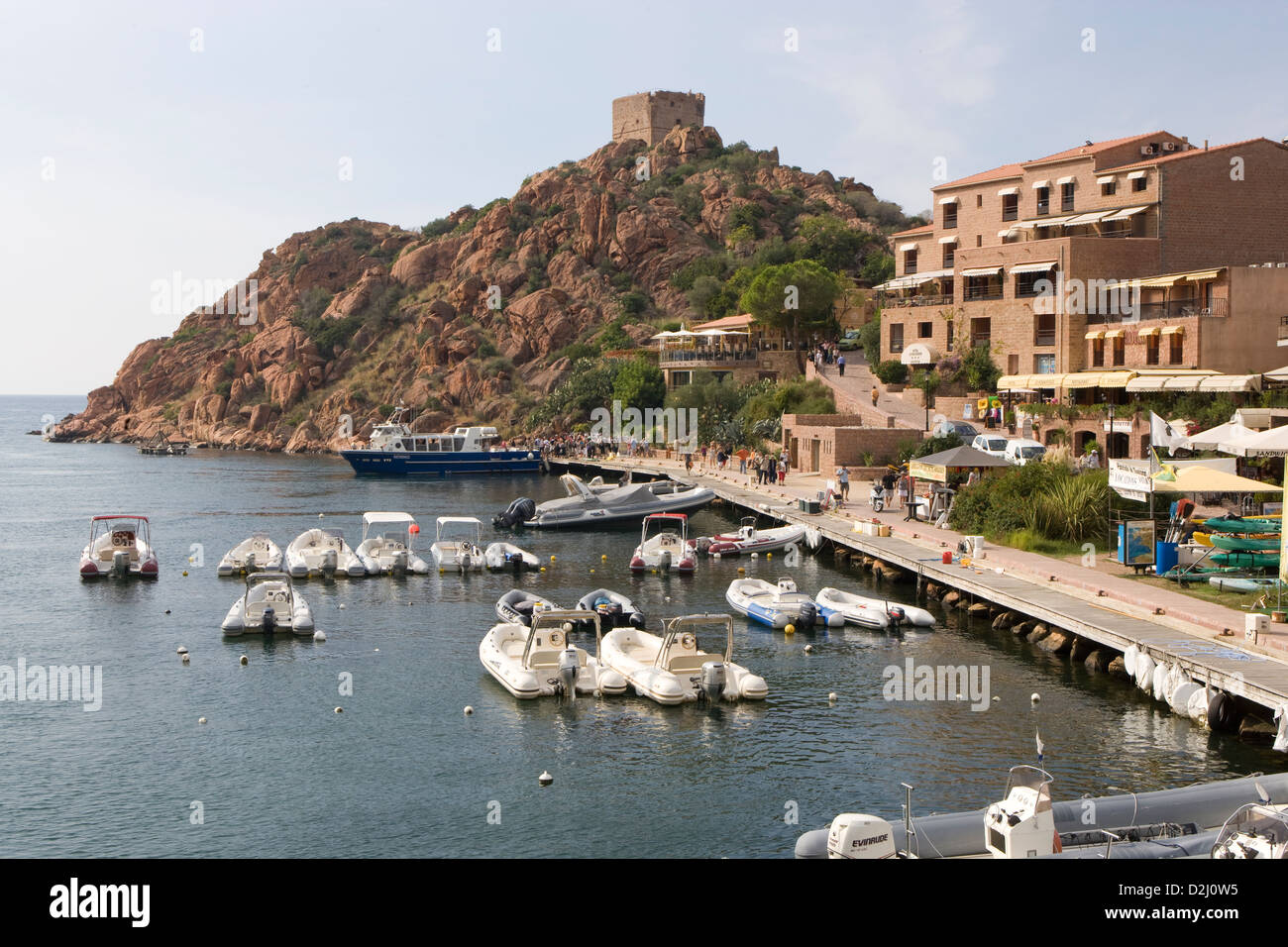 Corsica: Porto harbor & watchtower Stock Photo - Alamy