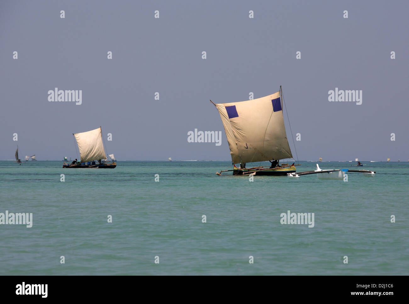 Malagasy Outrigger Pirogue with Patchwork Sail, Anakao, Madagascar ...