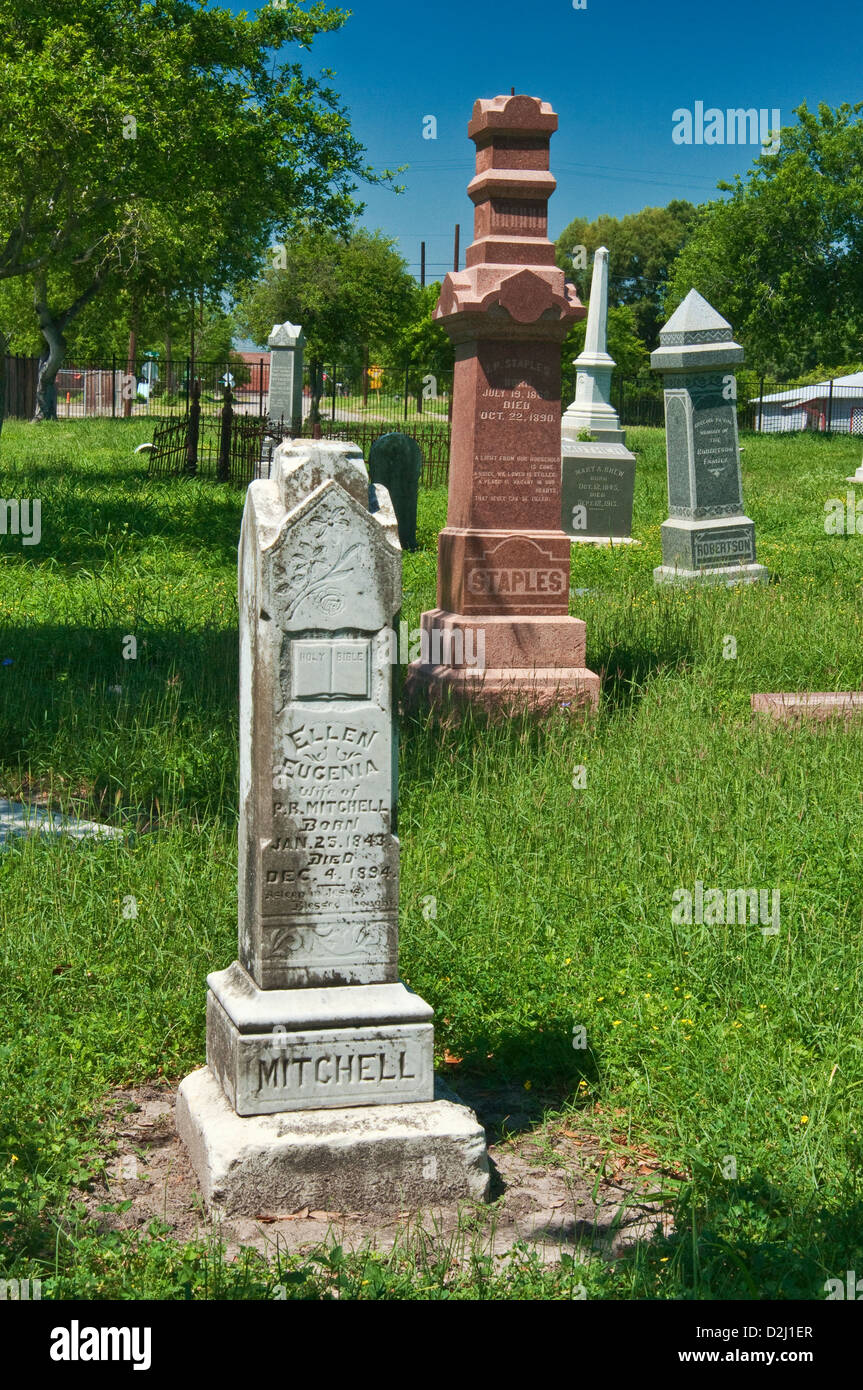 19th century tombstones at Old Bayview Cemetery, Corpus Christi, Gulf ...