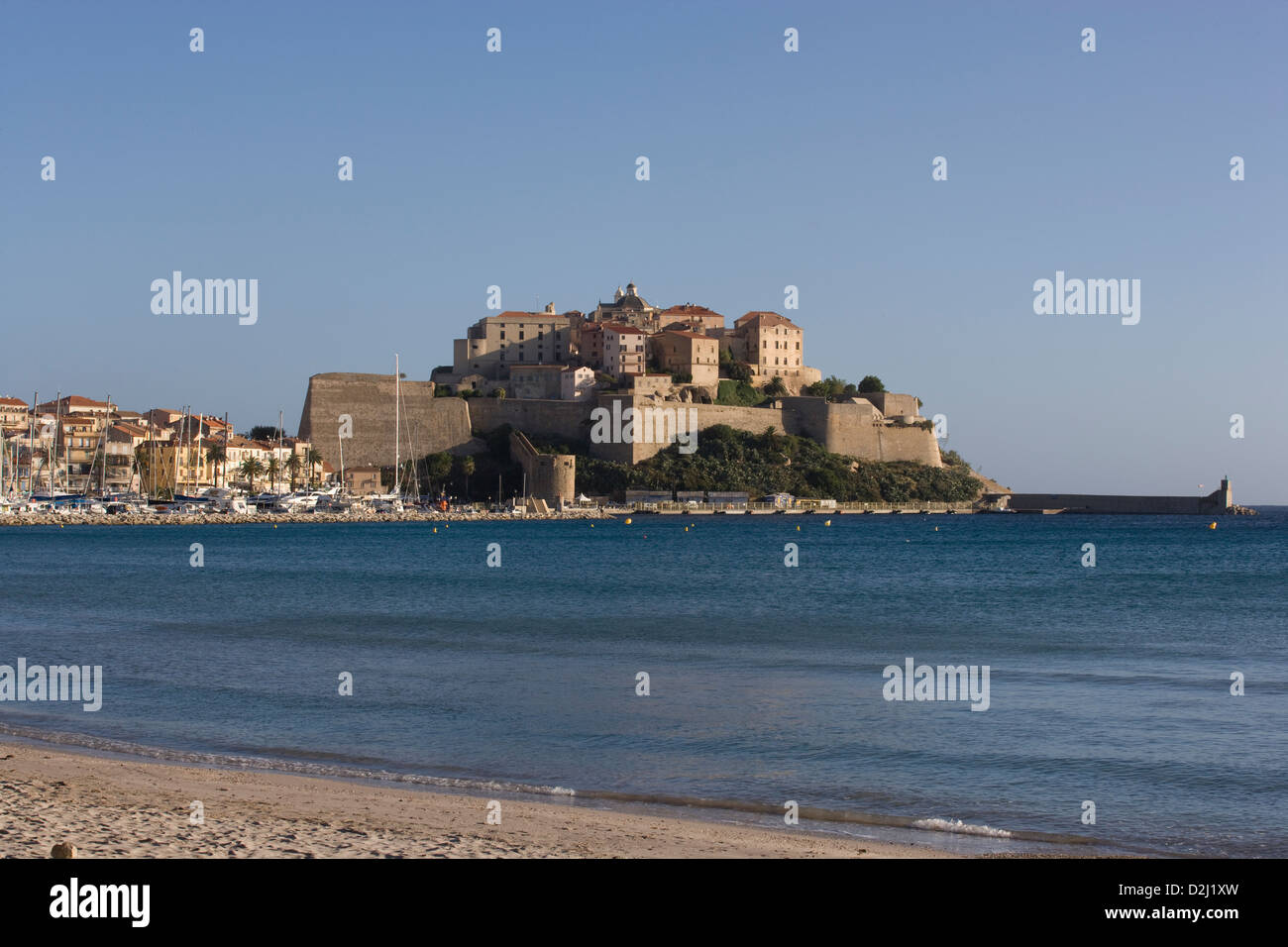 Corsica: Calvi beach & Citadelle Stock Photo - Alamy