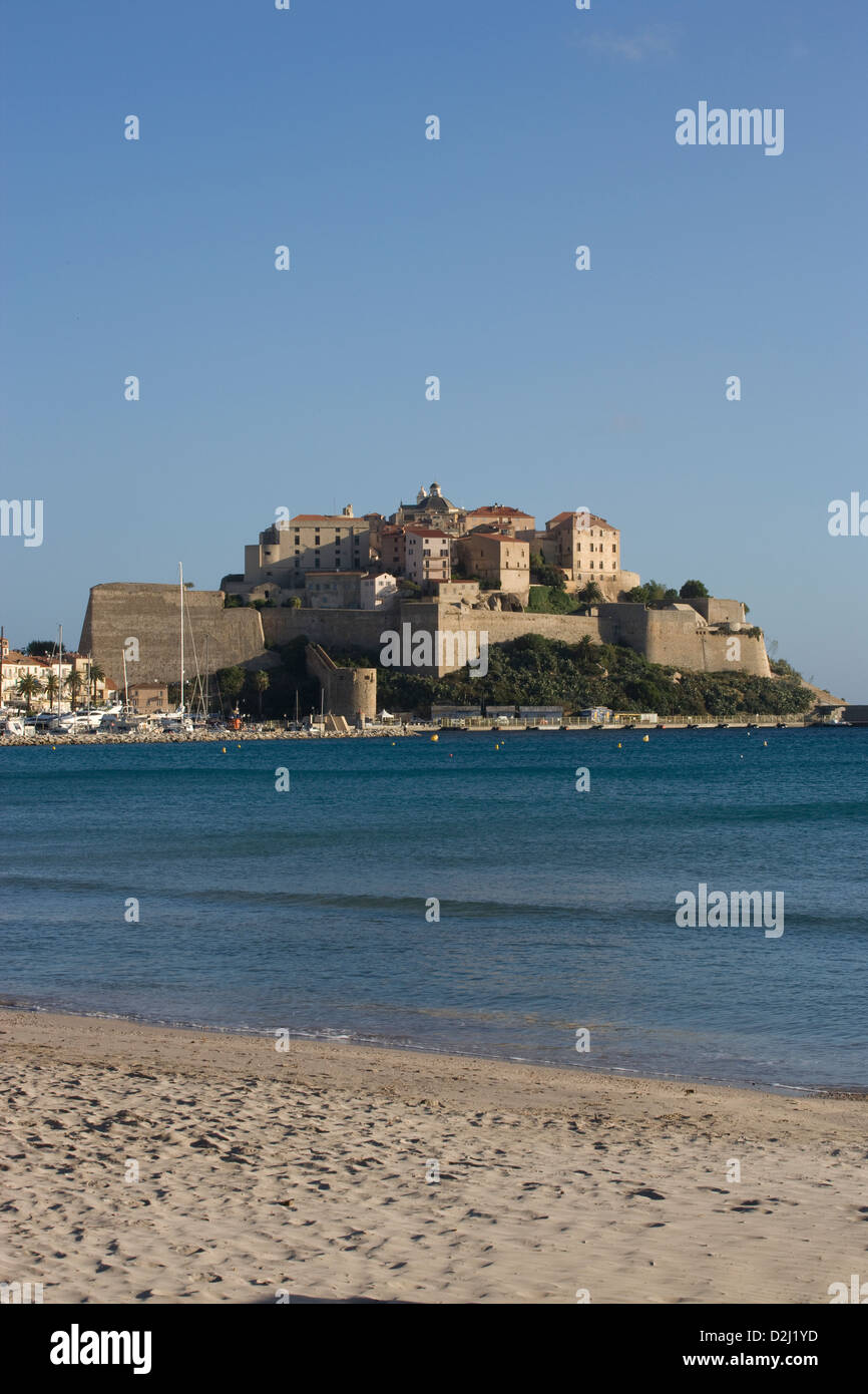 Corsica: Calvi beach & Citadelle Stock Photo - Alamy