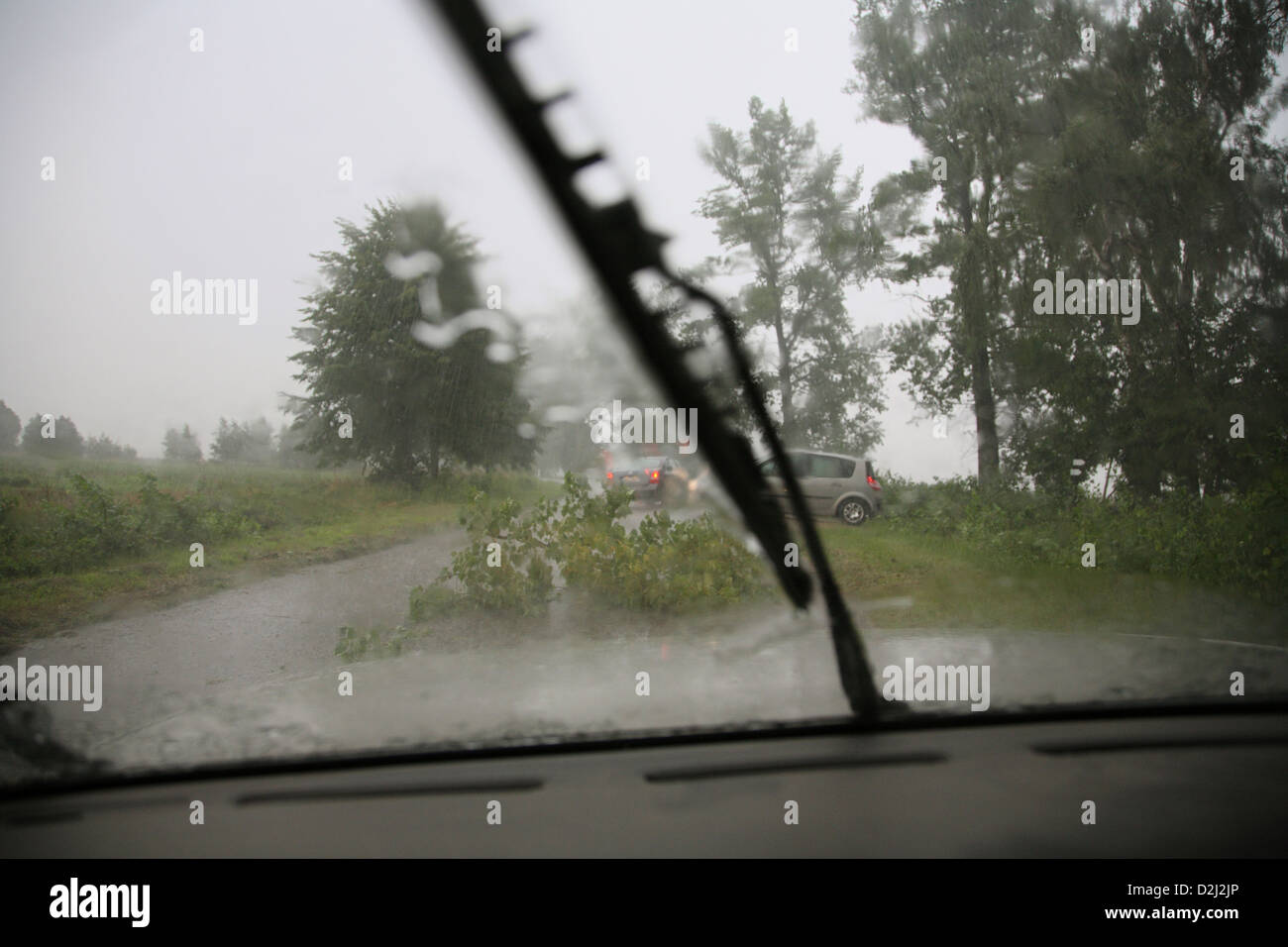 Hajnowka, Poland, thunderstorms with heavy rain hampered traffic on the ...