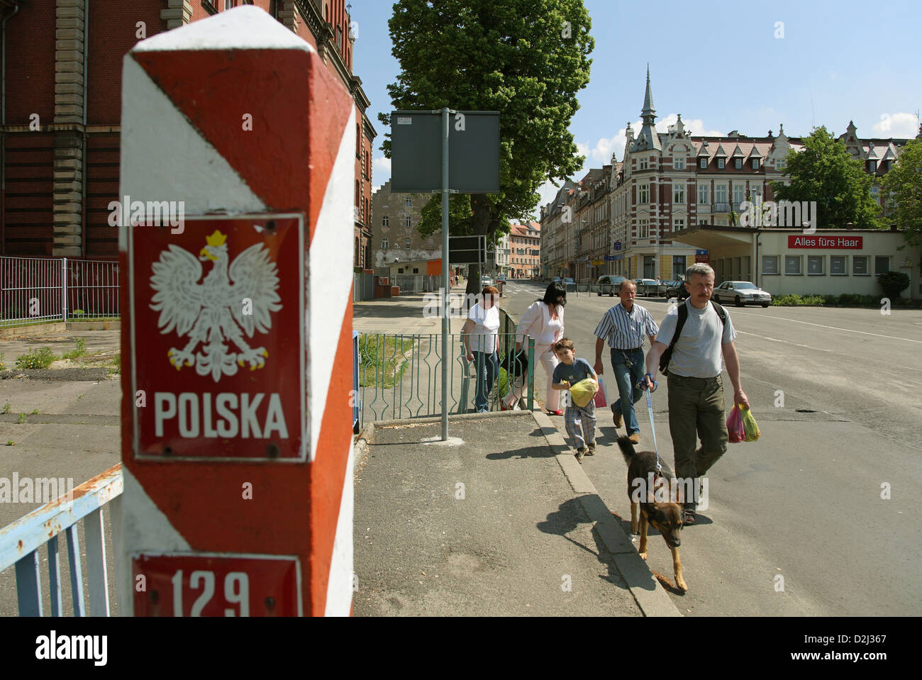 Zgorzelec, Poland, Polish landmark on the border crossing on the bridge ...