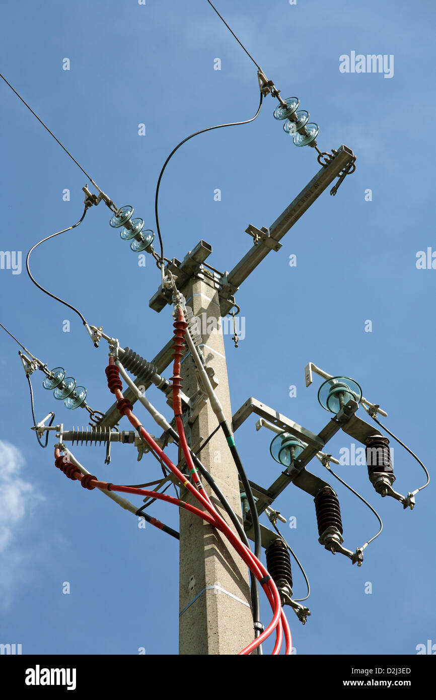 Spicheren, France, transformers on the power pole Stock Photo - Alamy