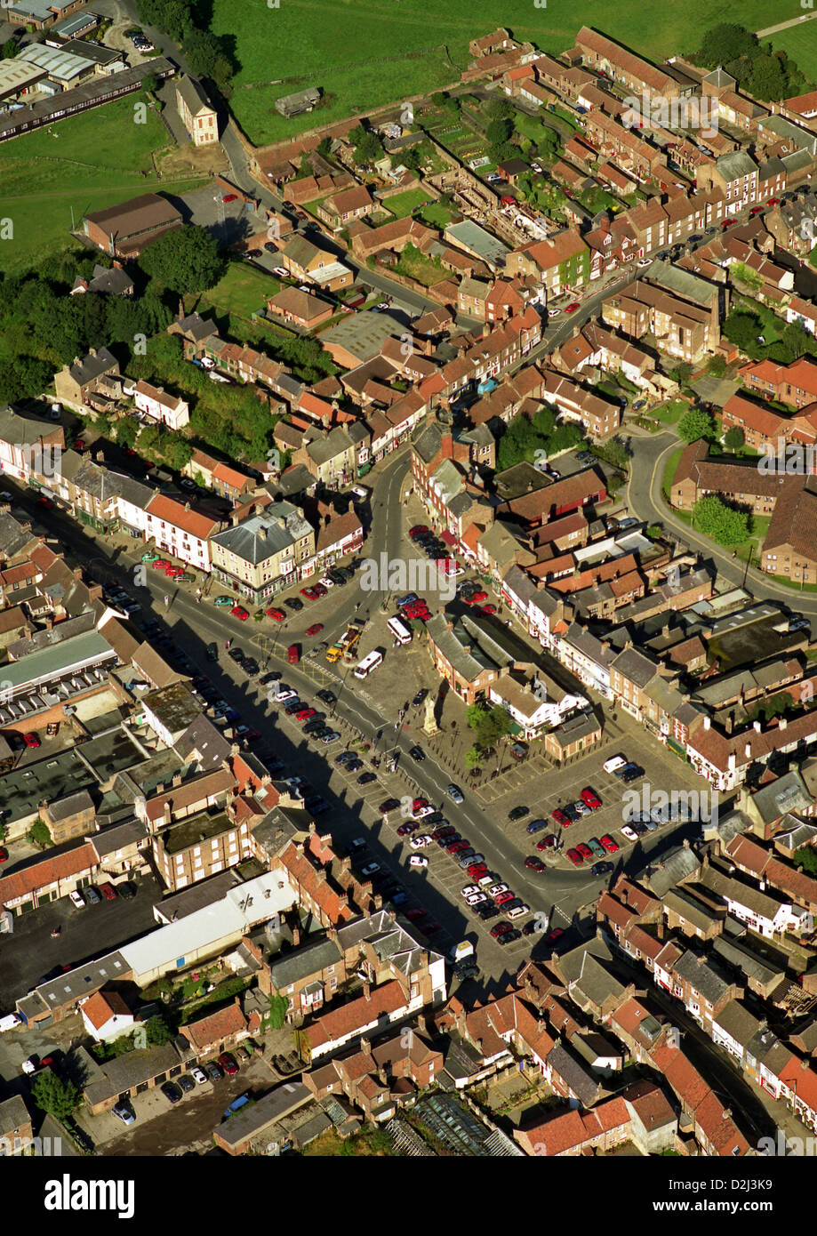 Aerial view of Thirsk town centre market place, North Yorkshire Stock ...