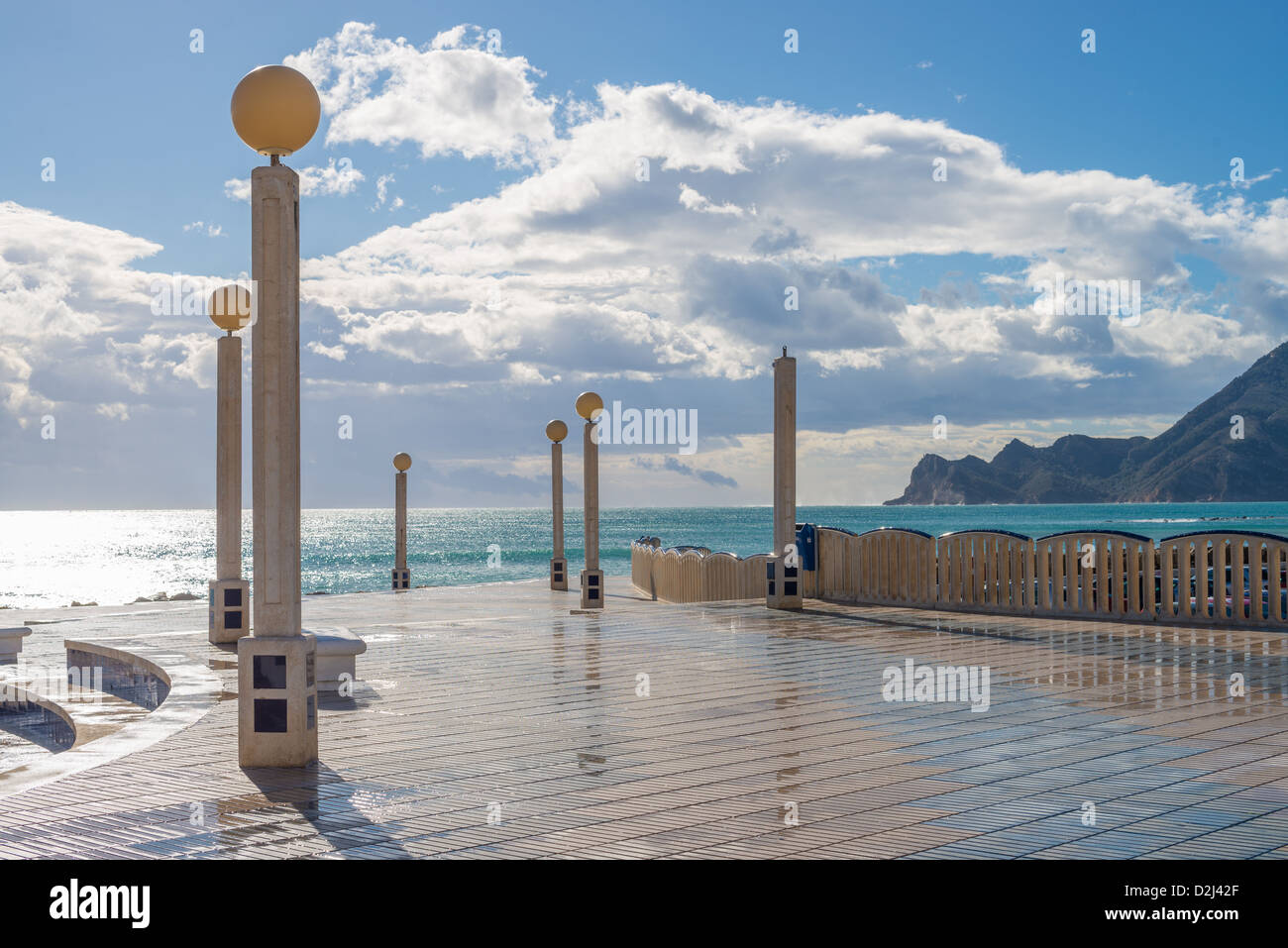 Altea beach promenade with its landmark street lights Stock Photo - Alamy