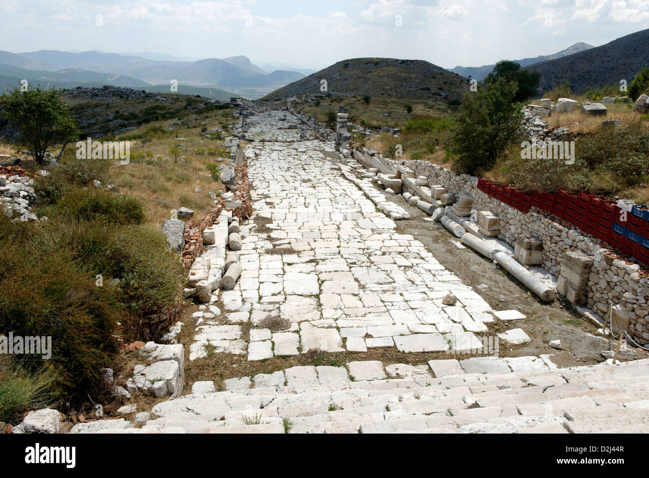 Sagalassos Turkey. Section of the north-south Colonnaded Street below ...