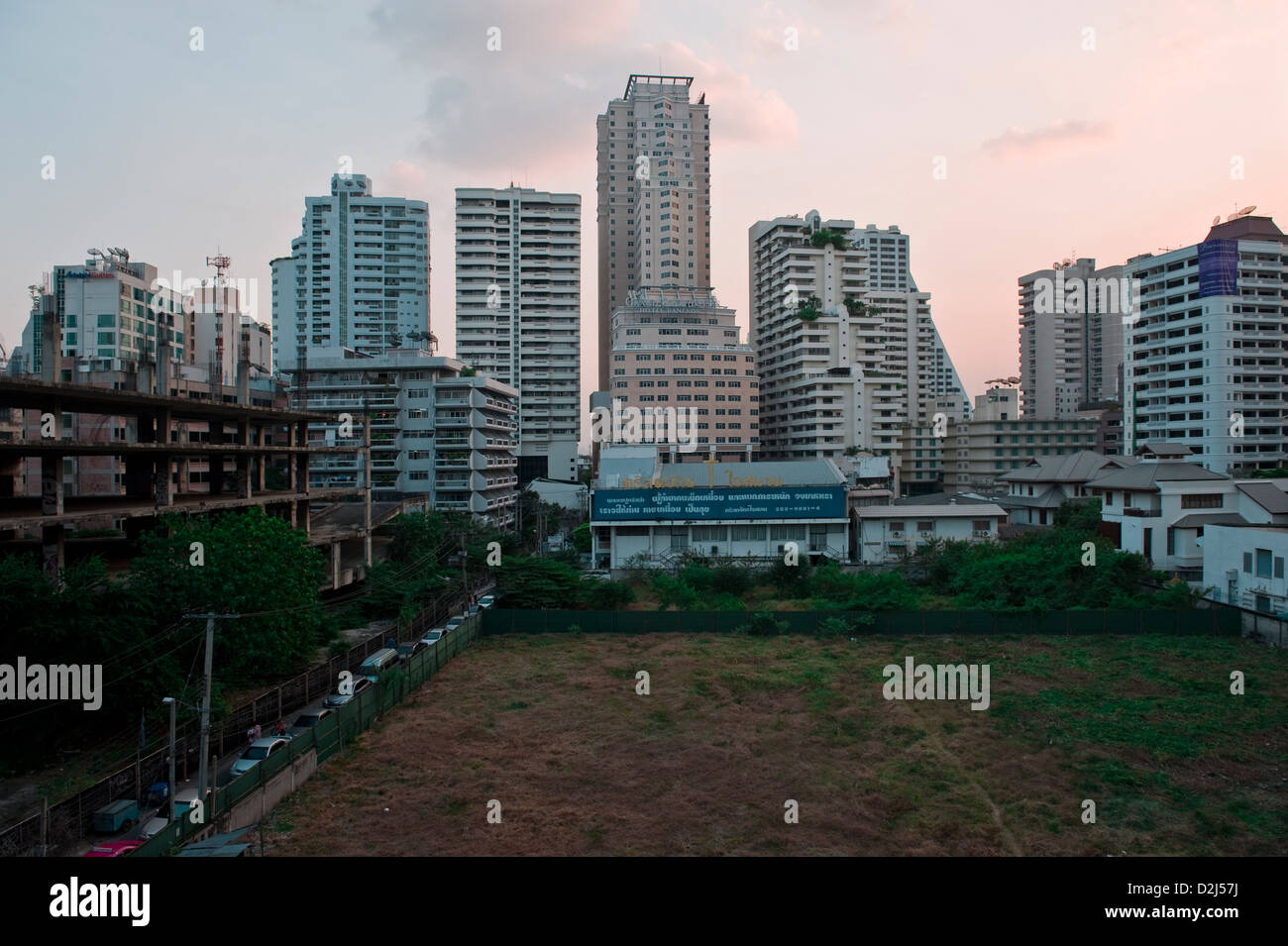 Bangkok, Thailand, and residential buildings standing empty plot on ...