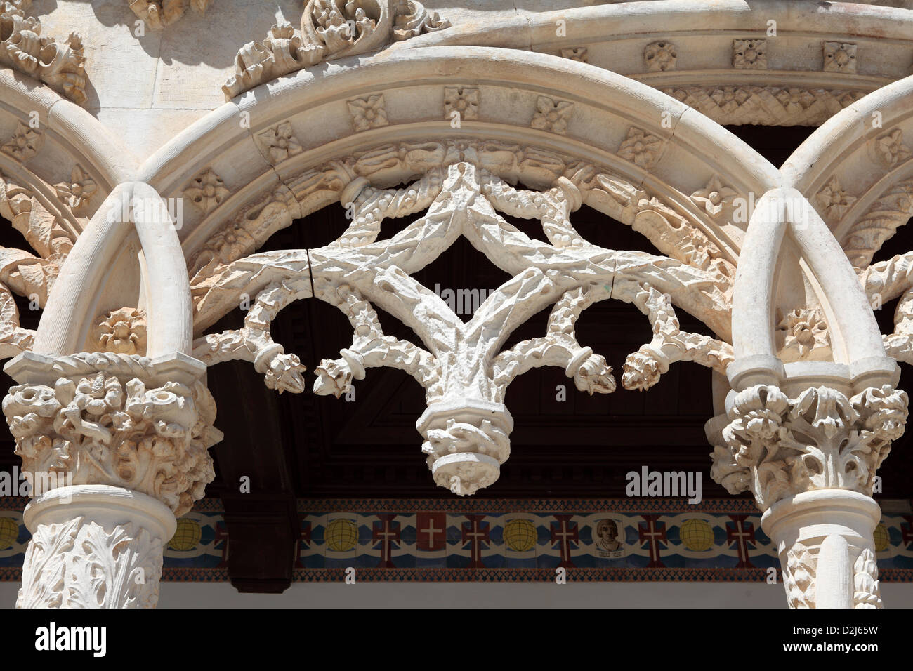 Neo-Manueline sculpting at the Palace of Busaco at Luso, Portugal Stock ...