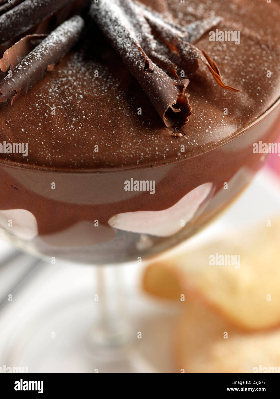 Chocolate desert with tuiles Stock Photo - Alamy