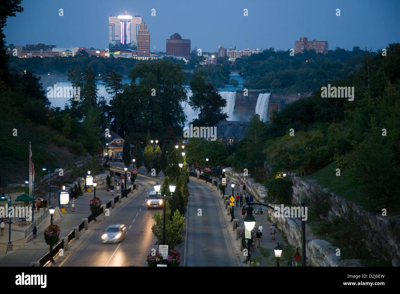 The road leading towards Niagara Falls in Niagara, Canada, at night ...