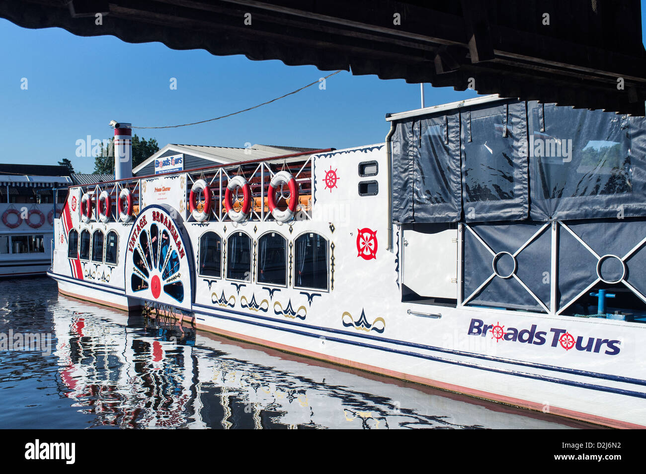 The Vintage Broadsman Paddle Boat Moored at Wroxham Norfolk Broads UK ...