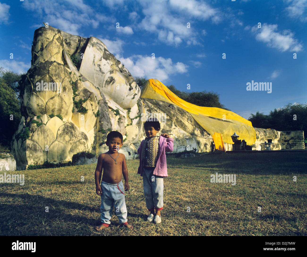 Thailand, Ayutthaya, Wat Lokaya Sutha, giant reclining Buddha Stock ...