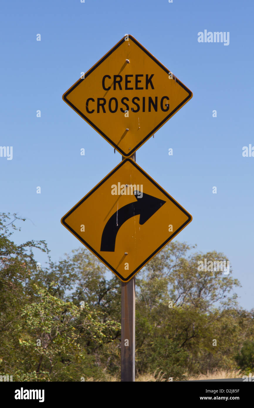 Creek Crossing Sign Stock Photo - Alamy