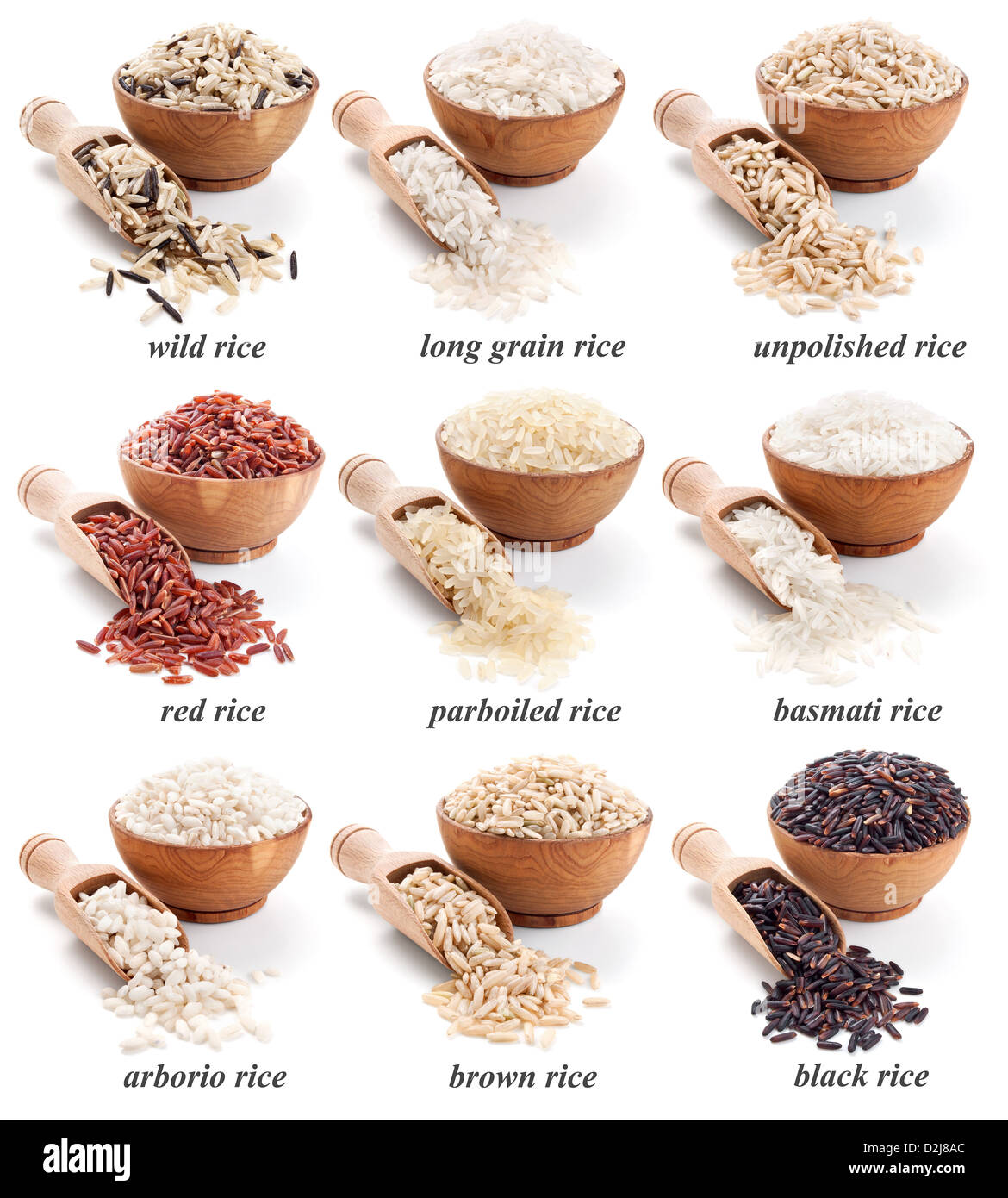 Rice collection isolated on white background Stock Photo - Alamy