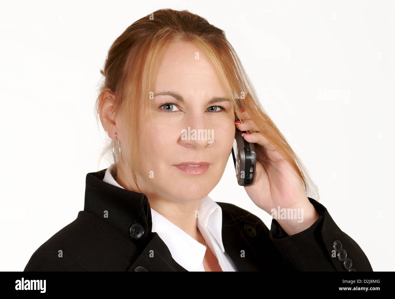 Woman happy phone call mature Cut Out Stock Images & Pictures - Alamy