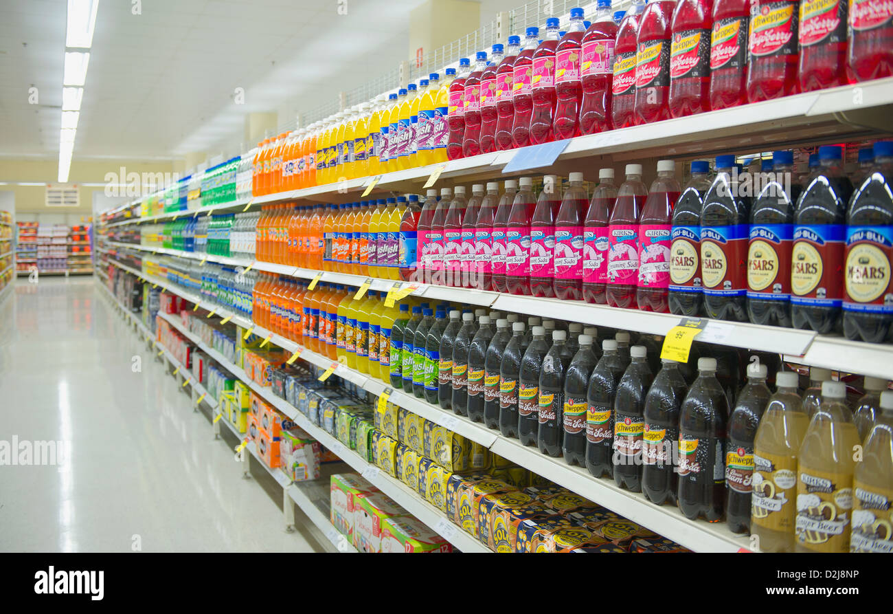 Supermarket Shelves and Aisle Stock Photo - Alamy