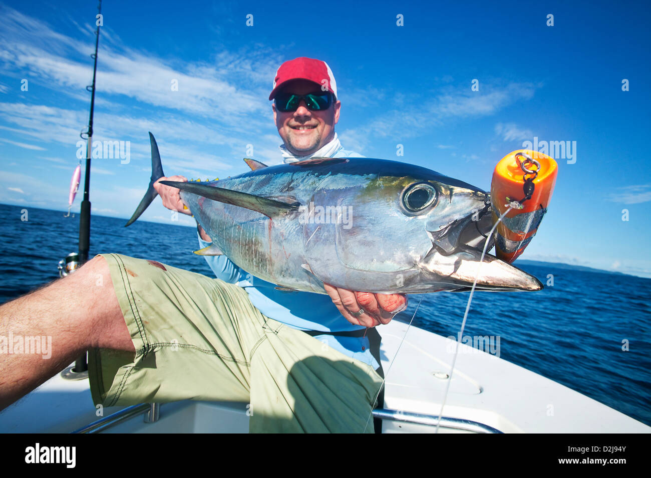 Man holds a fresh caught yellowfin tuna; panama Stock Photo - Alamy