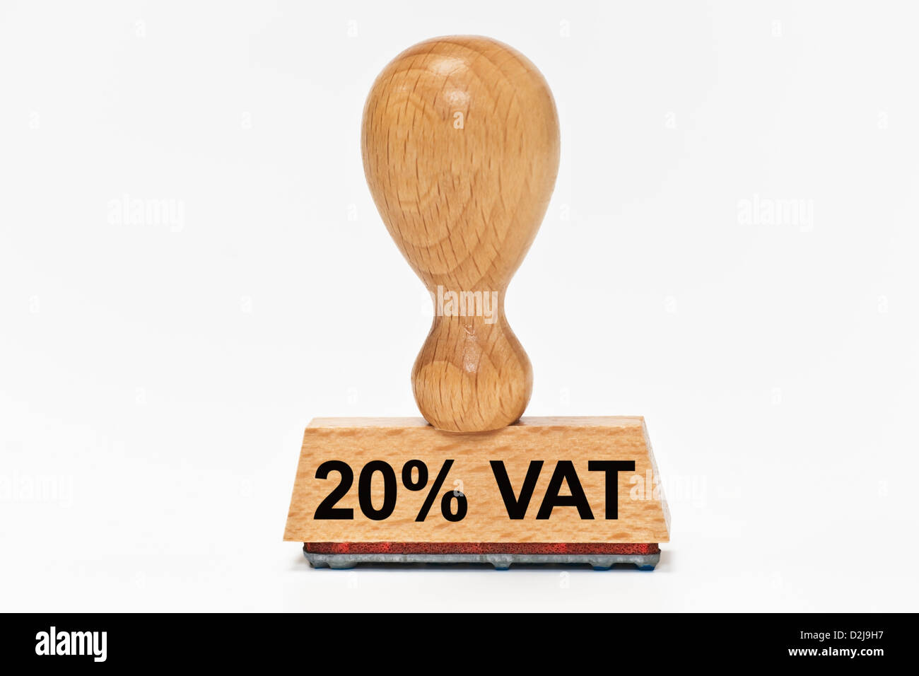 Detail photo of a stamp with the inscription 20 percent VAT, background ...