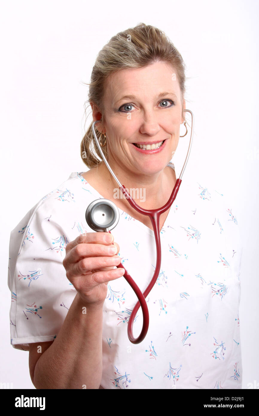 A nurse holding a stethoscope Stock Photo - Alamy