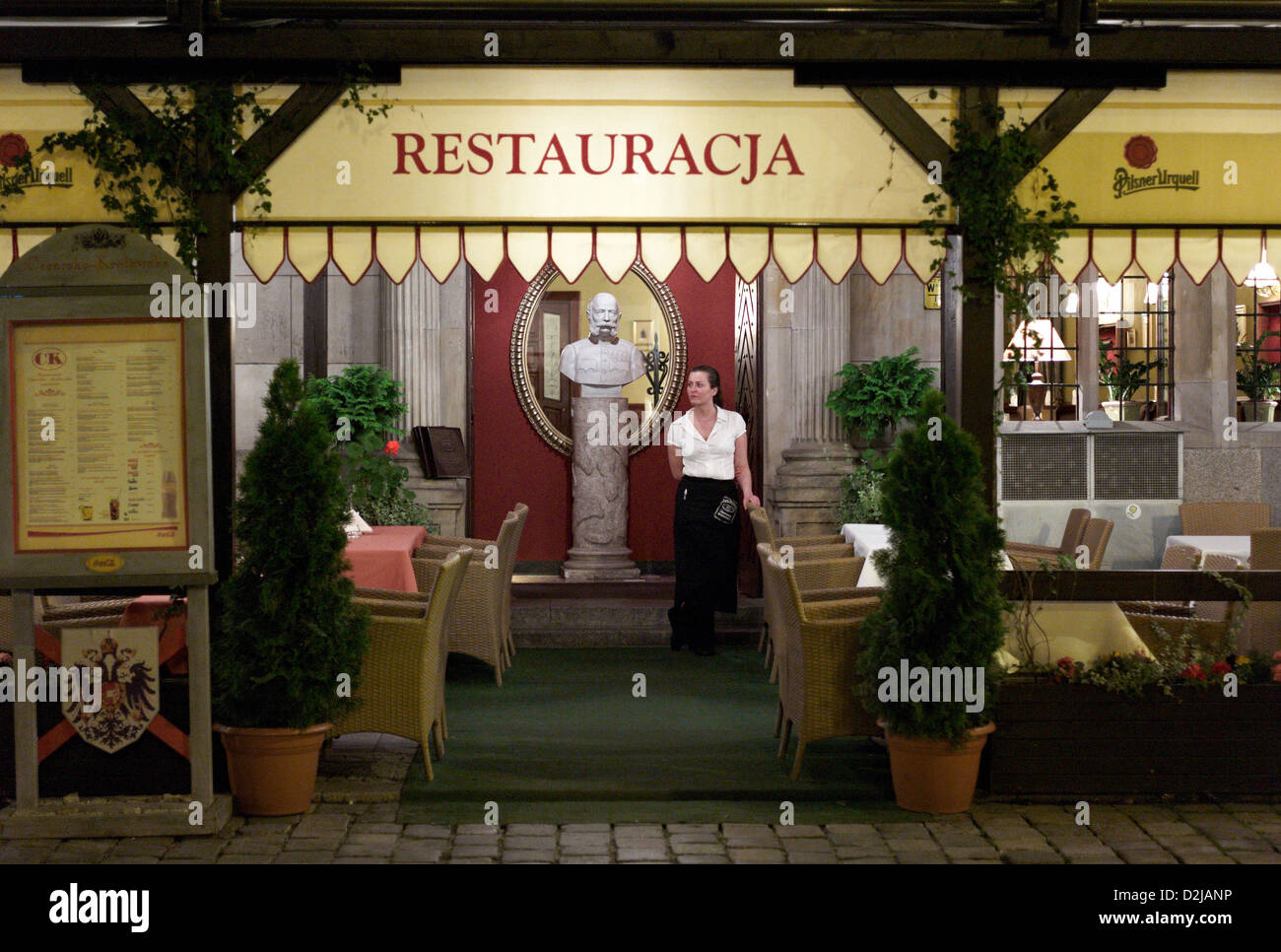 Wroclaw, Poland, waitress waiting for guests Stock Photo - Alamy